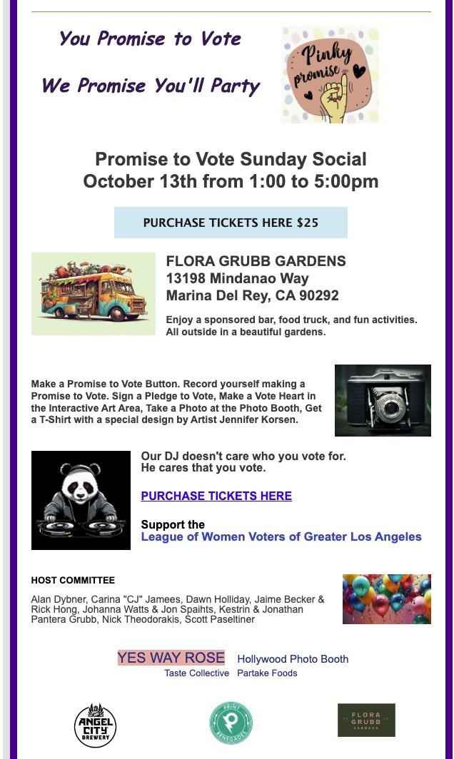 Promise to Vote Sunday Social - League of Women Voters of California